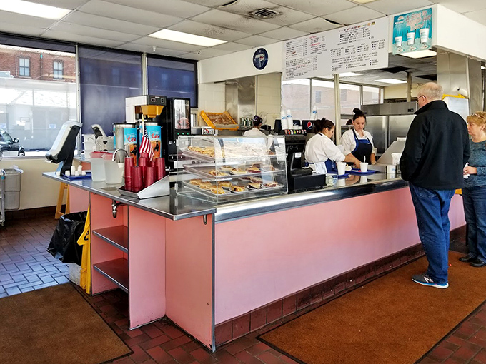 The counter where magic happens. Pink and practical, it's been the stage for countless milkshake performances over the decades.