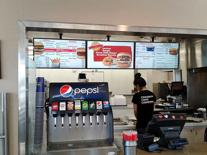 The ordering counter &ndash; where dreams of green chile greatness begin their journey from kitchen to eager taste buds.