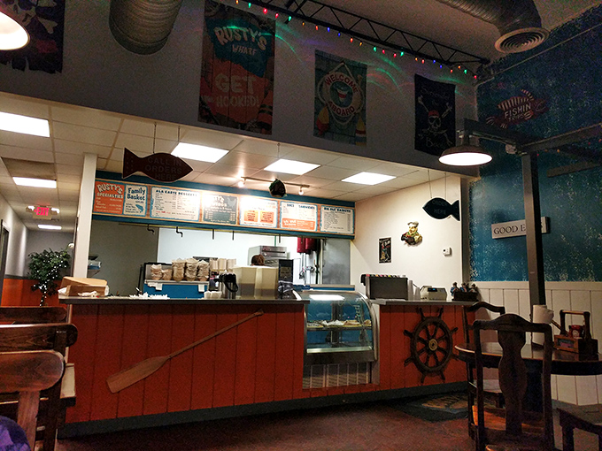 The ordering counter &ndash; where seafood dreams begin their journey from kitchen to eager palate.