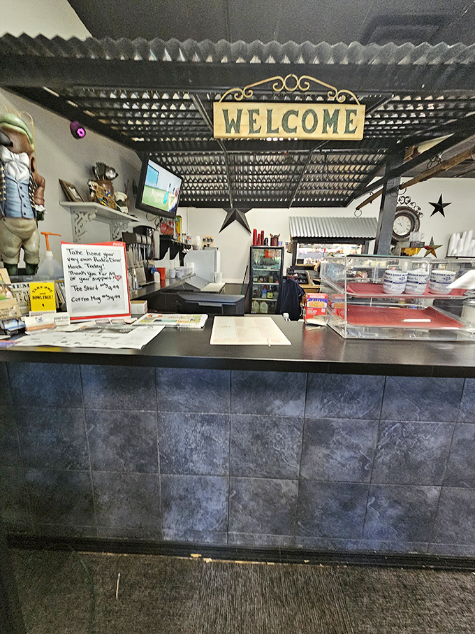 The welcome counter &ndash; where first-timers become regulars and regulars become family &ndash; all under the watchful gaze of rustic star decorations.