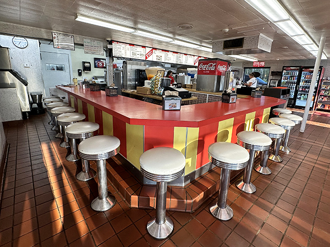 That red and yellow counter isn't just functional&mdash;it's the command center where broasted chicken dreams come true.