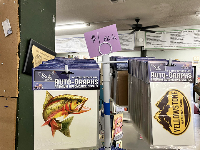 Montana pride on display! These automotive decals let you wear your local heart on your bumper for just a dollar each.