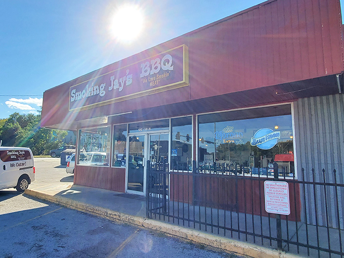 The sun shines down on Smoking Jay's like it's giving a celestial thumbs-up to what might be Nebraska's most heavenly BBQ destination.