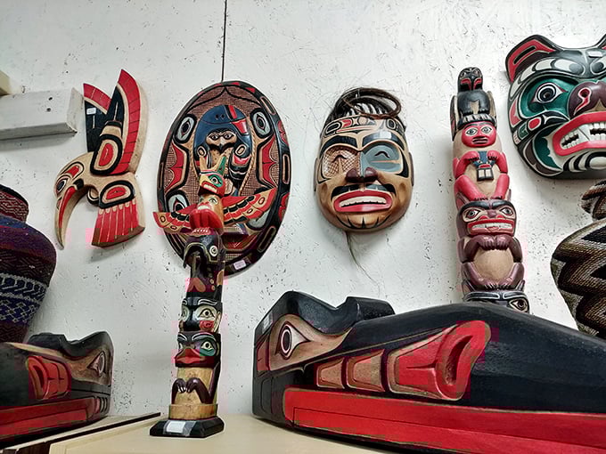 Native Alaskan art meets wall decor! These intricately carved masks and totems represent cultural storytelling traditions that bring powerful presence to any room.