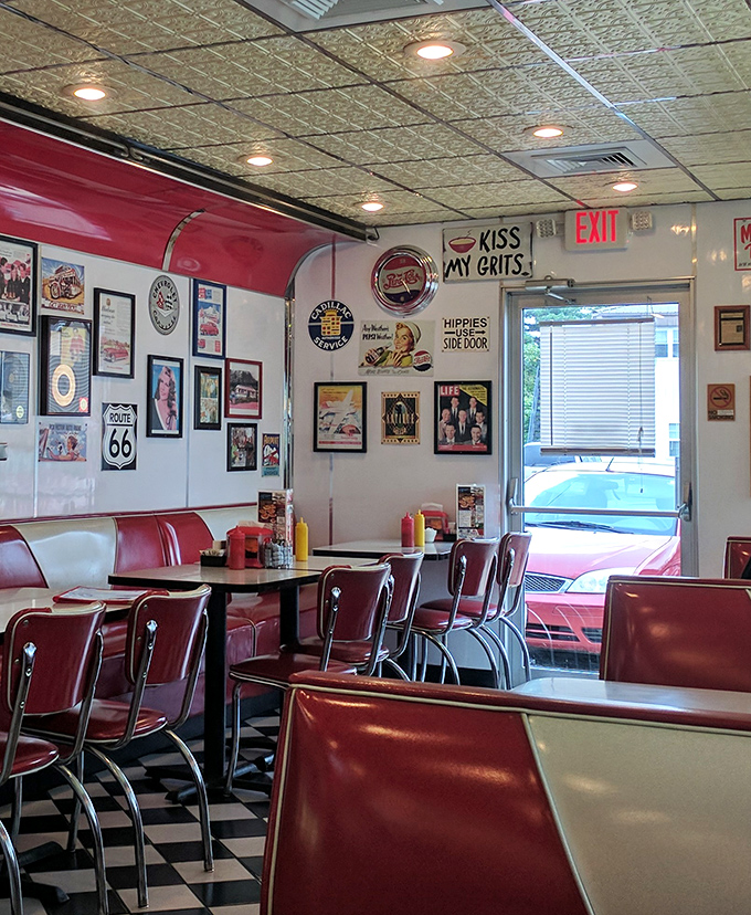 Even the exit view promises more memories to come. Those red chairs aren't just furniture; they're invitations to return for another round.