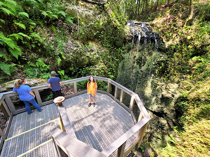 The observation deck offers front-row seats to nature's greatest magic show &ndash; water that plunges into earth and vanishes without a trace.