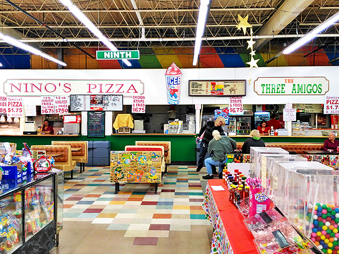 Nino's Pizza and Three Amigos food court&mdash;because serious bargain hunting requires serious refueling.