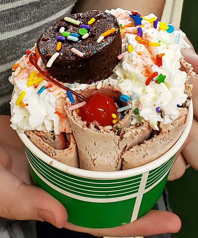 Ice cream decadence that's worth every calorie! This sprinkle-topped creation isn't just dessert &ndash; it's an edible work of art.