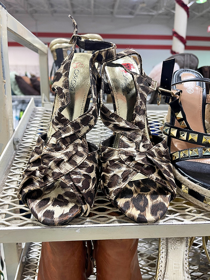 These leopard-print heels once danced at someone else's party. For a few dollars, they'll help you make an entrance at yours.