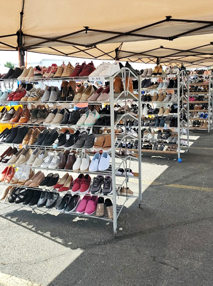 Footwear fantasies arranged with military precision. Somewhere in this sea of soles is the perfect pair you didn't know you needed.