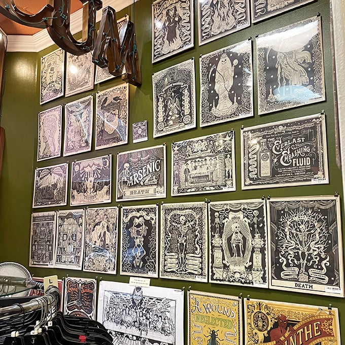 Serial killer artwork covers the walls, offering disturbing glimpses into minds that operated far beyond normal human boundaries.