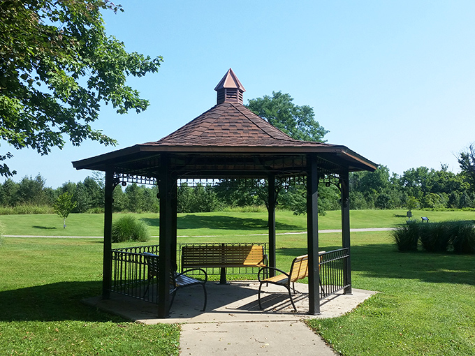 The gazebo – where romance novels come to life and grandparents rest while pretending they're "just enjoying the view."