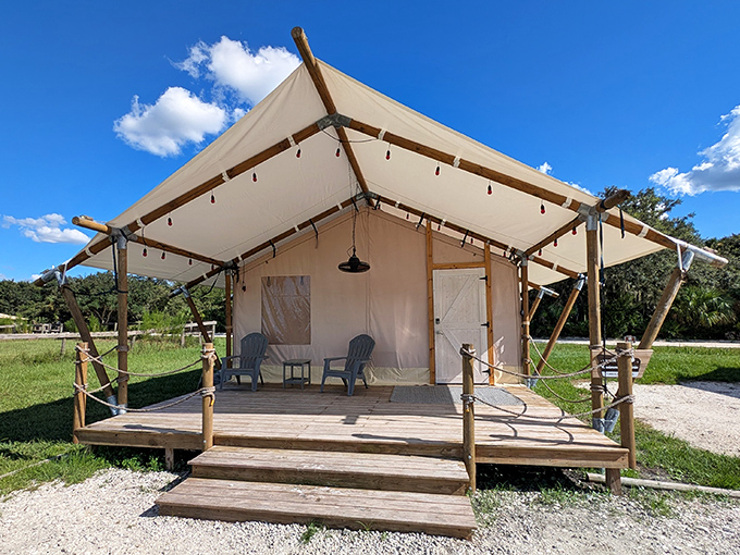 Glamping goes upscale with these safari-style tents &ndash; wilderness with a side of "I'm-too-old-for-sleeping-bags" comfort.