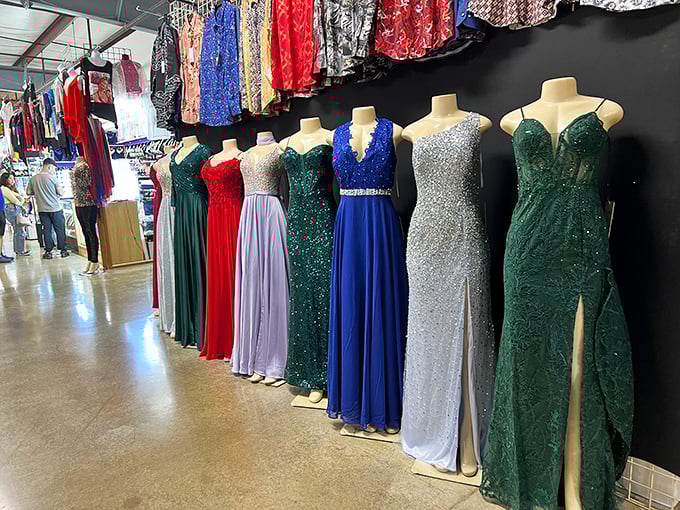 So many beautiful choices inside! Finding the perfect colorful outfit or sparkle for any occasion here. Shopping fun!