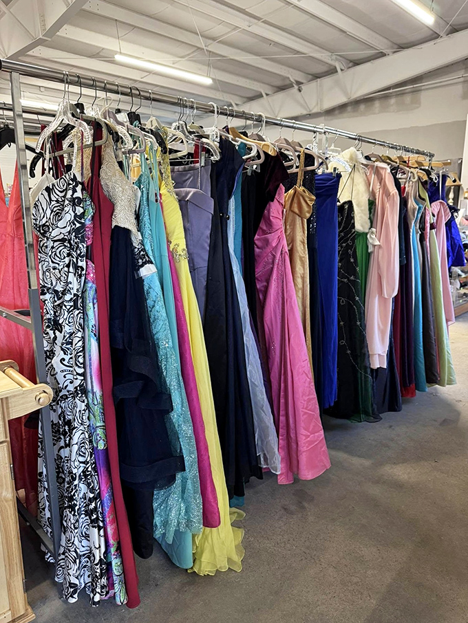Formal gowns hanging like colorful promises&mdash;each one with a story and ready for a second chance to shine at Maine's next special occasion.