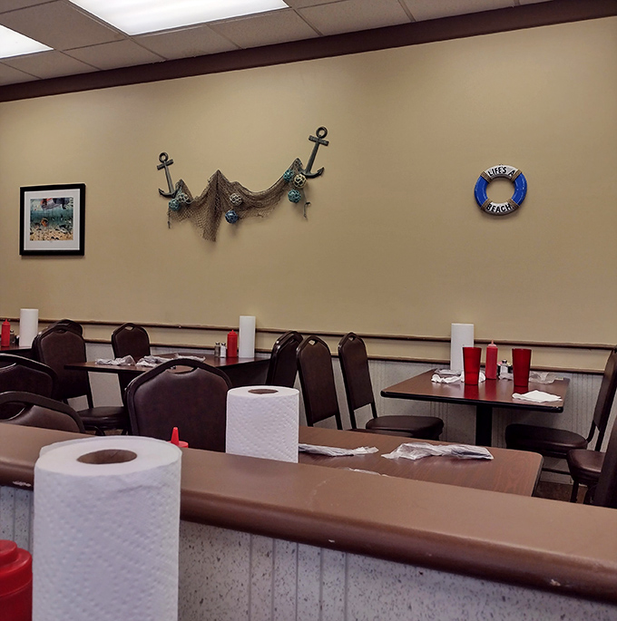 Even the nautical-themed walls seem to say, "Relax, you're among friends who appreciate good eating."