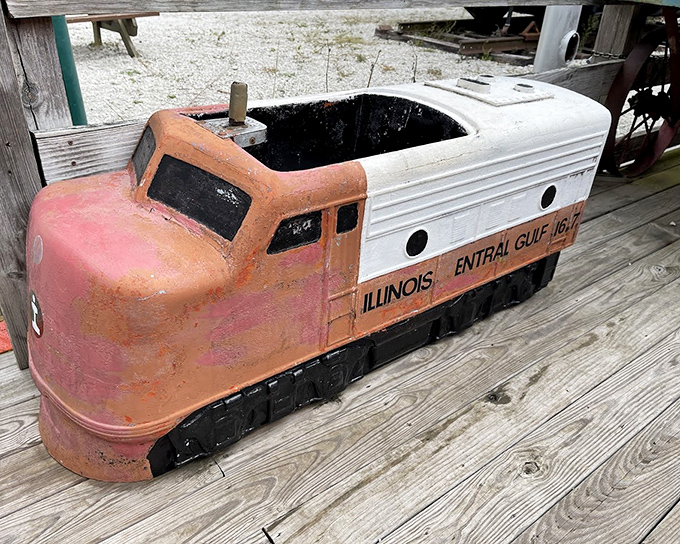 This charming miniature Illinois Central Gulf locomotive might be small in stature, but it represents the big dreams that railroads inspired in generations of young Hoosiers.