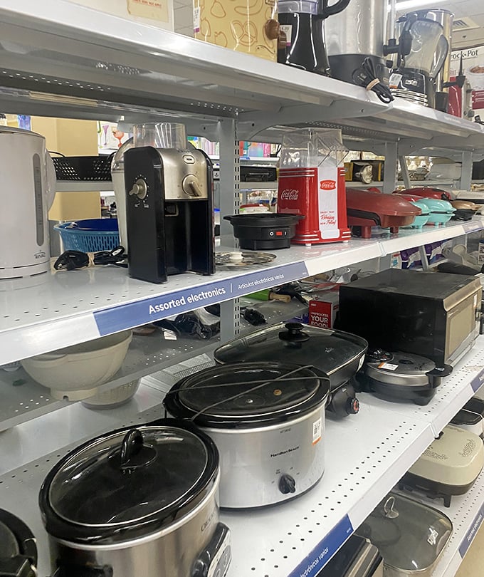 Small kitchen appliances waiting for their second chance to fulfill someone's cooking dreams or collect dust trying.