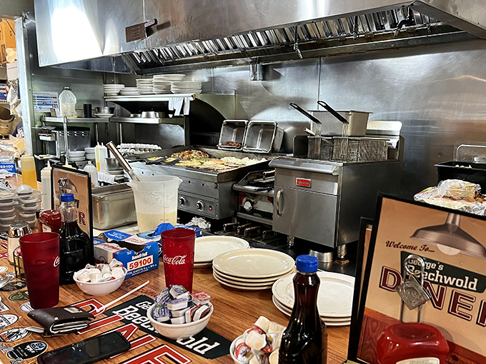 The kitchen ballet: where short-order magic happens on well-seasoned grills that have seen thousands of breakfasts come to life.