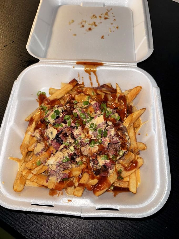 Loaded fries: where french fries go to fulfill their destiny. These are topped with enough goodness to qualify as a meal. 