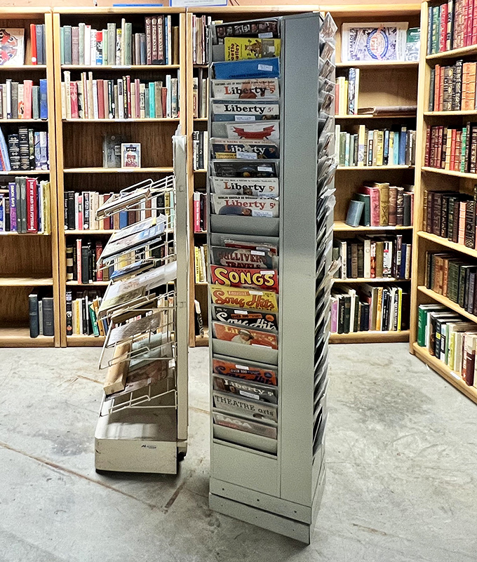 Remember when magazines were our internet? This rotating rack is a portal to simpler times when information came monthly, not millisecond-ly.
