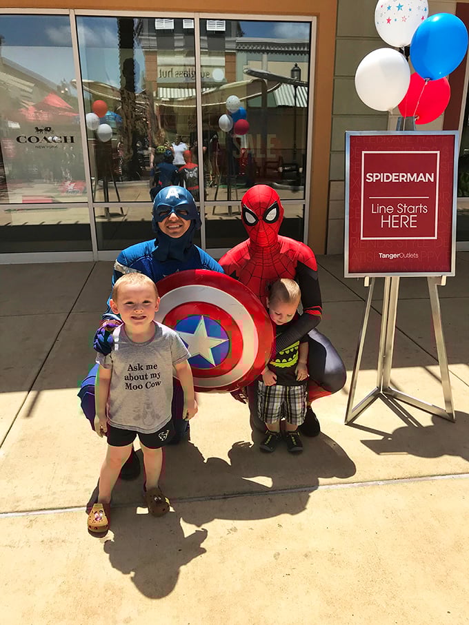 Family fun meets retail therapy as costumed characters create magical moments between serious shopping sessions.