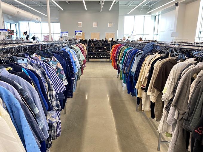 The men's department offers everything from casual weekend wear to office-appropriate attire, organized with surprising precision and care.