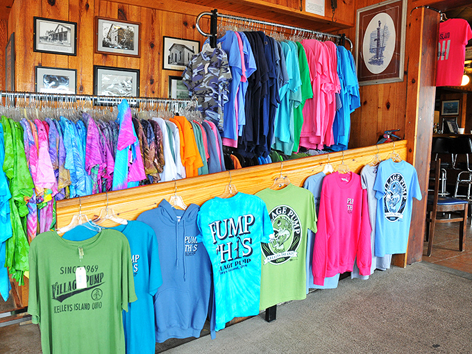 Island fashion statement or vacation trophy? These colorful Village Pump shirts let everyone know you've discovered Ohio's best-kept culinary secret.