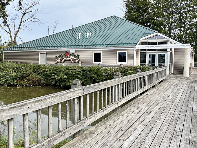 The Nature Center beckons from its wooden deck perch. Inside: all the answers to questions your kids stumped you with.