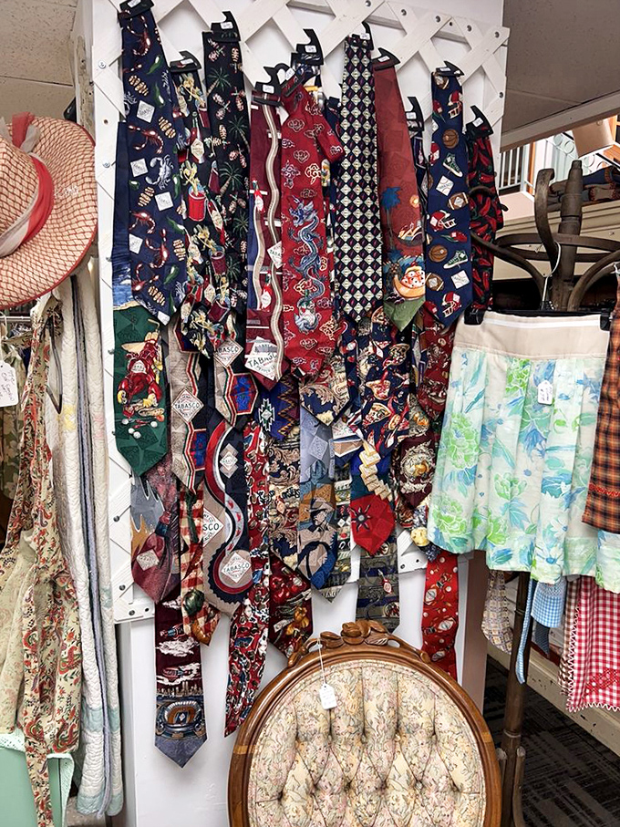 The necktie wall of shame&mdash;where the fashion mistakes of decades past hang proudly, waiting for their inevitable comeback tour.