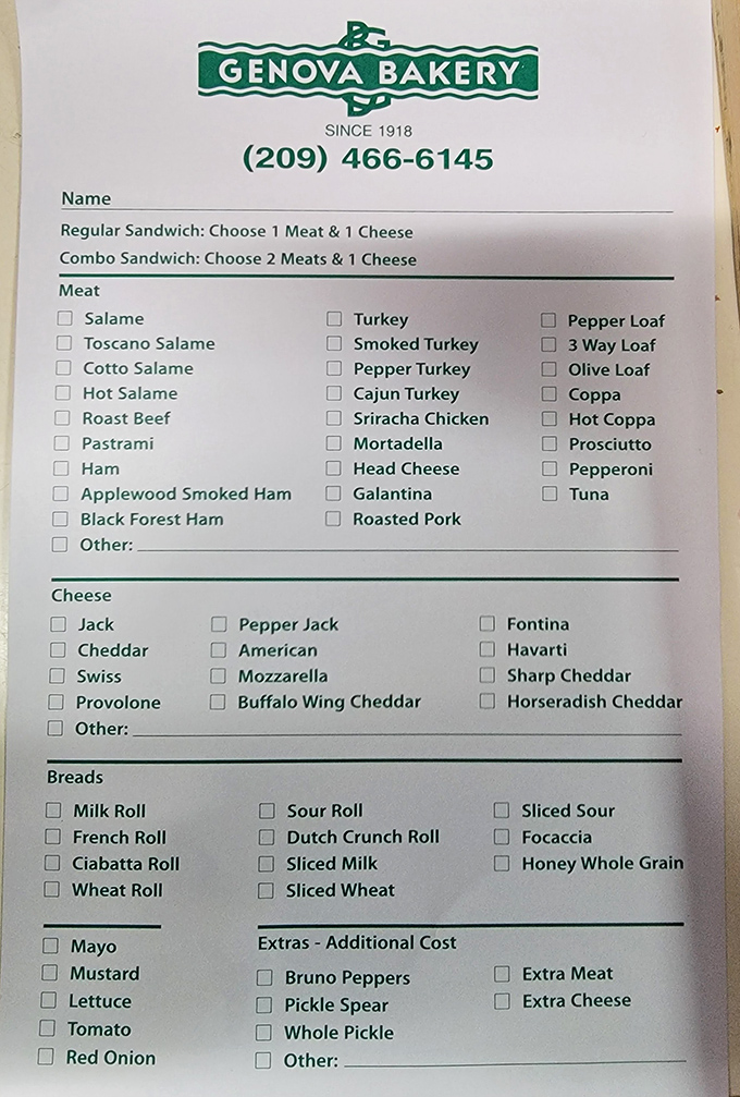 The sandwich order form: a choose-your-own-adventure where every ending is delicious. Decision paralysis has never been so rewarding.