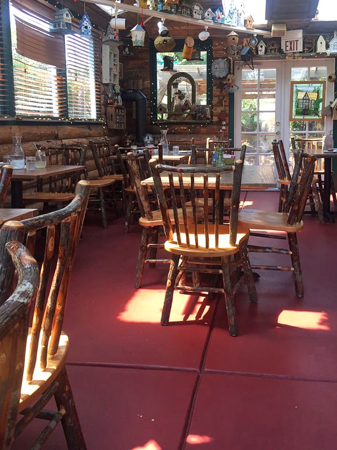 Sunlight streams through windows onto rustic tables, creating the kind of dining atmosphere that makes you want to linger over coffee and conversation.