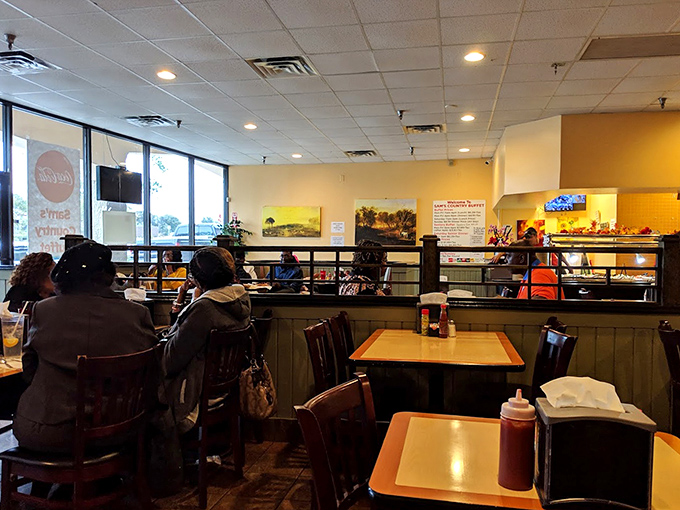 The buffet line stretches before hungry patrons like a promise&mdash;each steam tray holding treasures more valuable than gold to the truly famished.