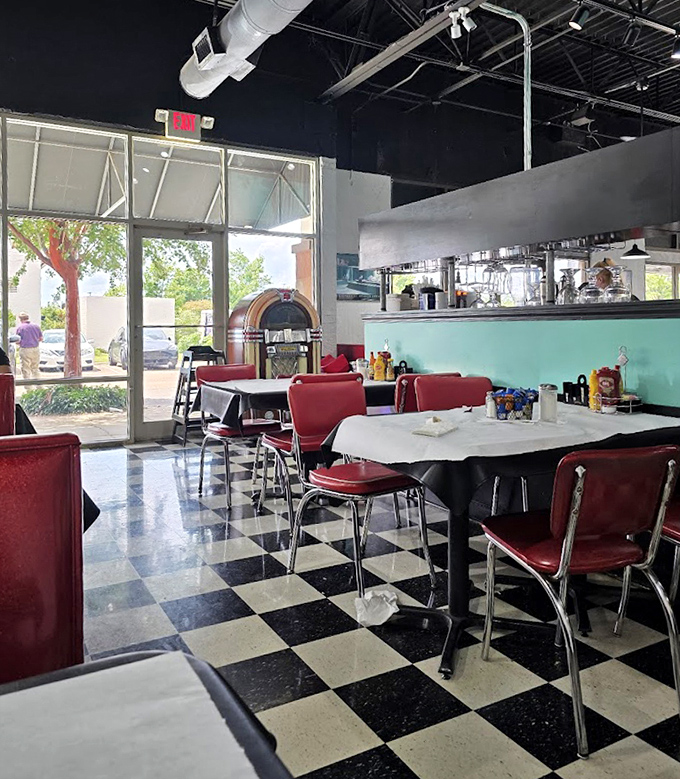 Jukebox in the corner, checkered floors below&mdash;this isn't just dining, it's time travel with the bonus of excellent food.