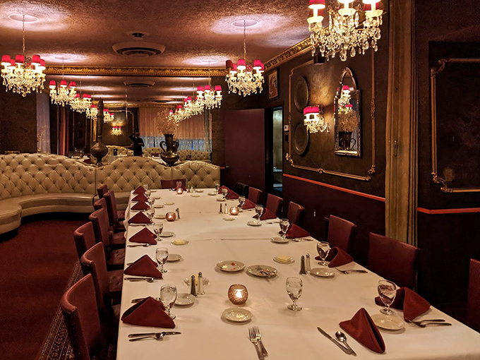 Crystal chandeliers and tufted booths&mdash;this isn't just dining, it's time travel to when "going out" meant dressing up and staying awhile.