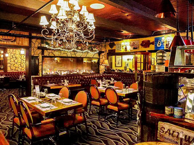 Another angle reveals booths that have witnessed more anniversary dinners than a Barry White album collection.