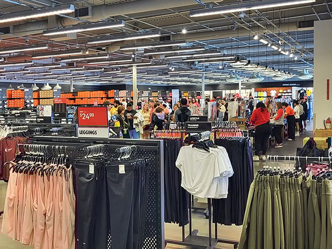 Nike's warehouse-sized temple to athleisure, where everyone suddenly remembers they need new workout clothes despite not having worked out since last January.