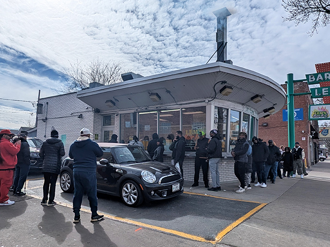 The line outside Lem's: Chicago's most democratic gathering spot. When barbecue calls, people of all stripes answer, regardless of weather.