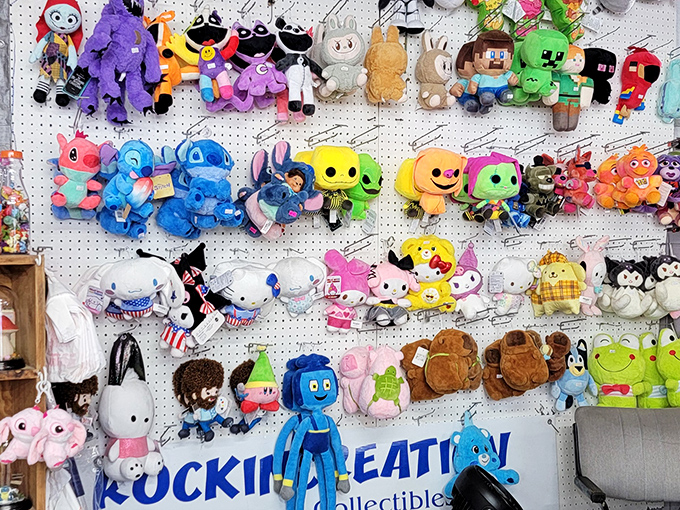 Plush toy nirvana where childhood dreams hang in neat rows, waiting to become someone's treasured companion.