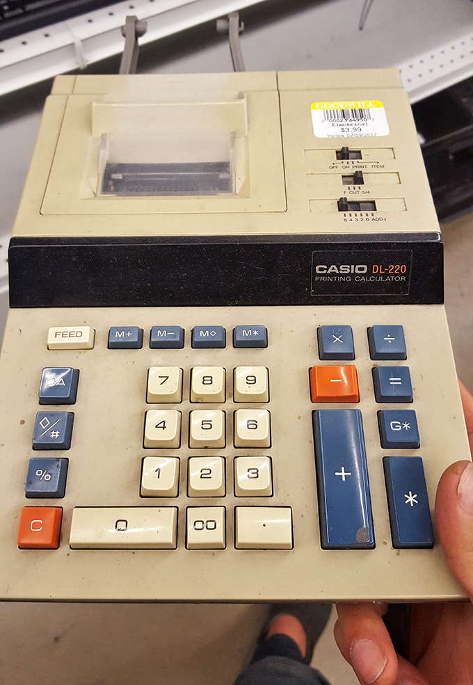 A vintage Casio printing calculator&mdash;the technological equivalent of finding a perfectly preserved dinosaur fossil in your backyard.
