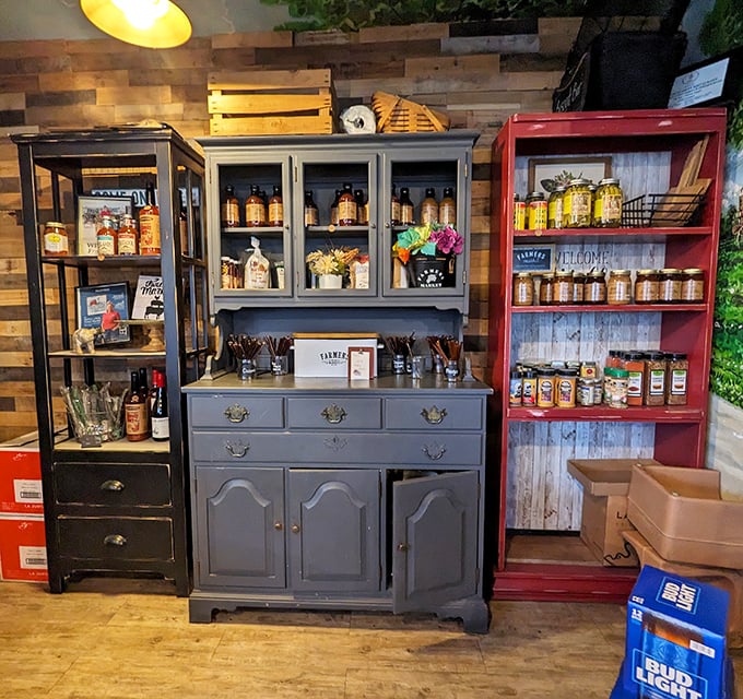 A country store display that makes you want to fill your pantry with Southern specialties and your stomach with everything they make.