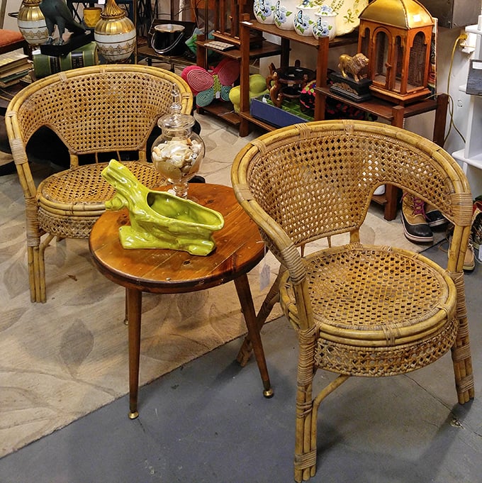 Rattan chairs that whisper "tropical vacation" even when you're just drinking coffee and scrolling through your phone.