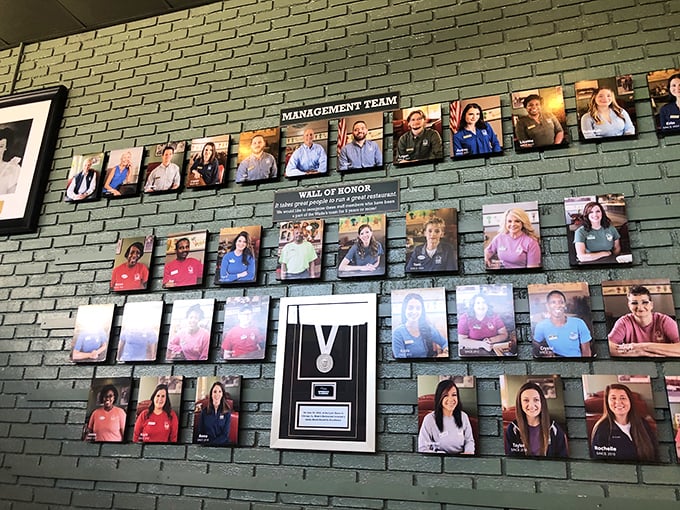 Wade's "Wall of Honor" showcases the team that makes the magic happen. These are the faces behind those heavenly yeast rolls and perfect mac and cheese.