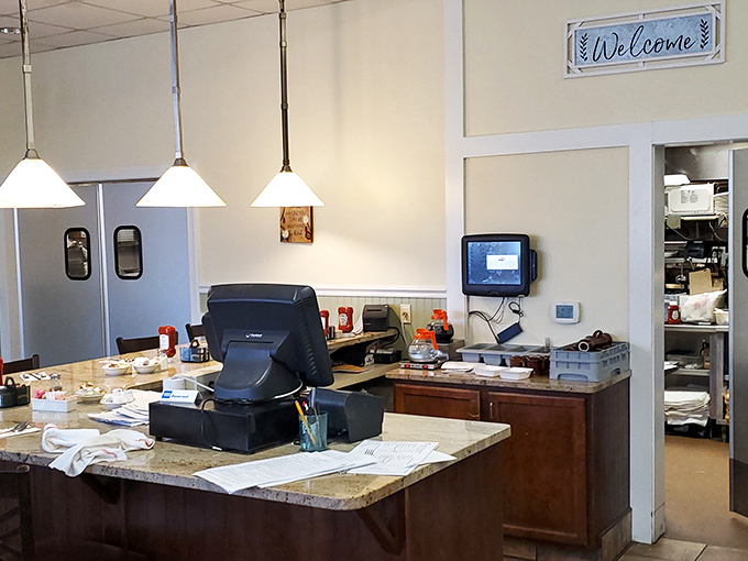 The heart of operations, where pie dreams become reality and the cash register rings with the sound of happiness being exchanged.