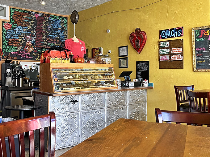 Behind this counter, breakfast dreams come true. The pastry case is like a museum where everything is edible&mdash;and should be. 