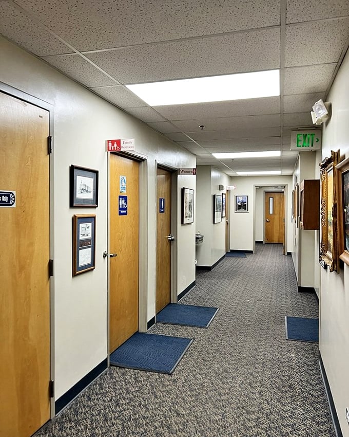 Even the hallway to the restrooms contains historical treasures. At the Forney, every corridor is an opportunity for discovery.