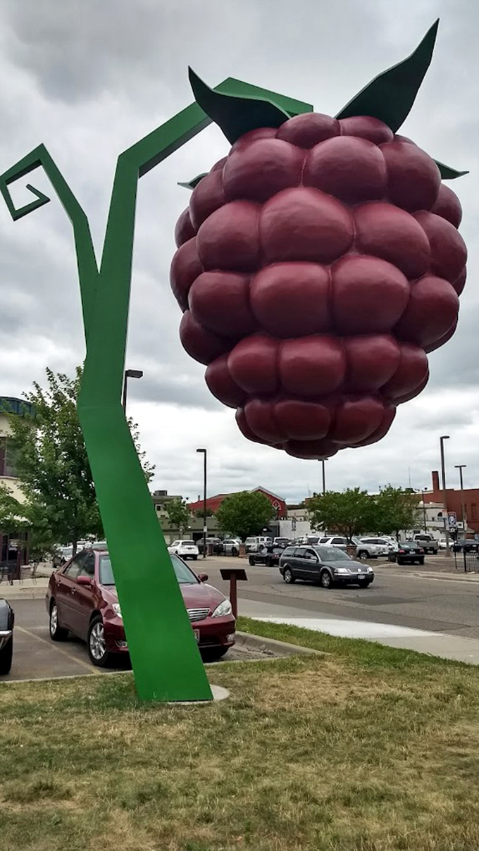 The perfect roadside beacon for hungry travelers: "Exit here for berry good times in Hopkins!"