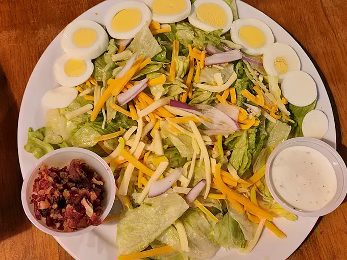 A chef's salad that actually makes eating vegetables feel like a reward. Those perfectly halved eggs form a delicious perimeter of protein.