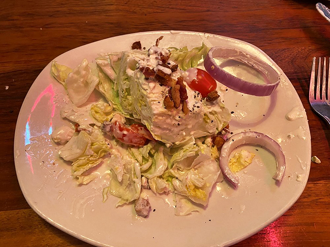 This isn't just a salad &ndash; it's a refreshing intermission between seafood acts, with crisp lettuce, creamy dressing, and the perfect supporting cast.