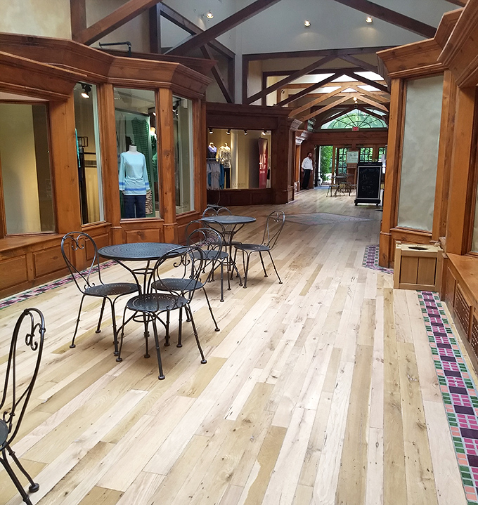 Rustic beams meet refined merchandise in this architectural gem. Shopping feels more civilized when there's a place to rest between splurges.